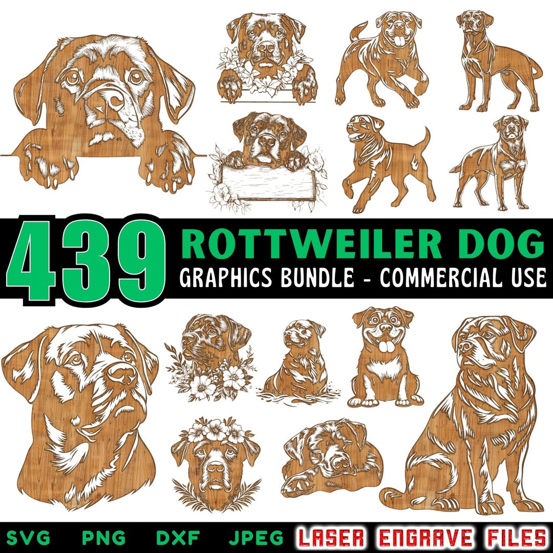 Rottweiler Dog Laser Engraving Files | Rottweiler Engrave DXF ...