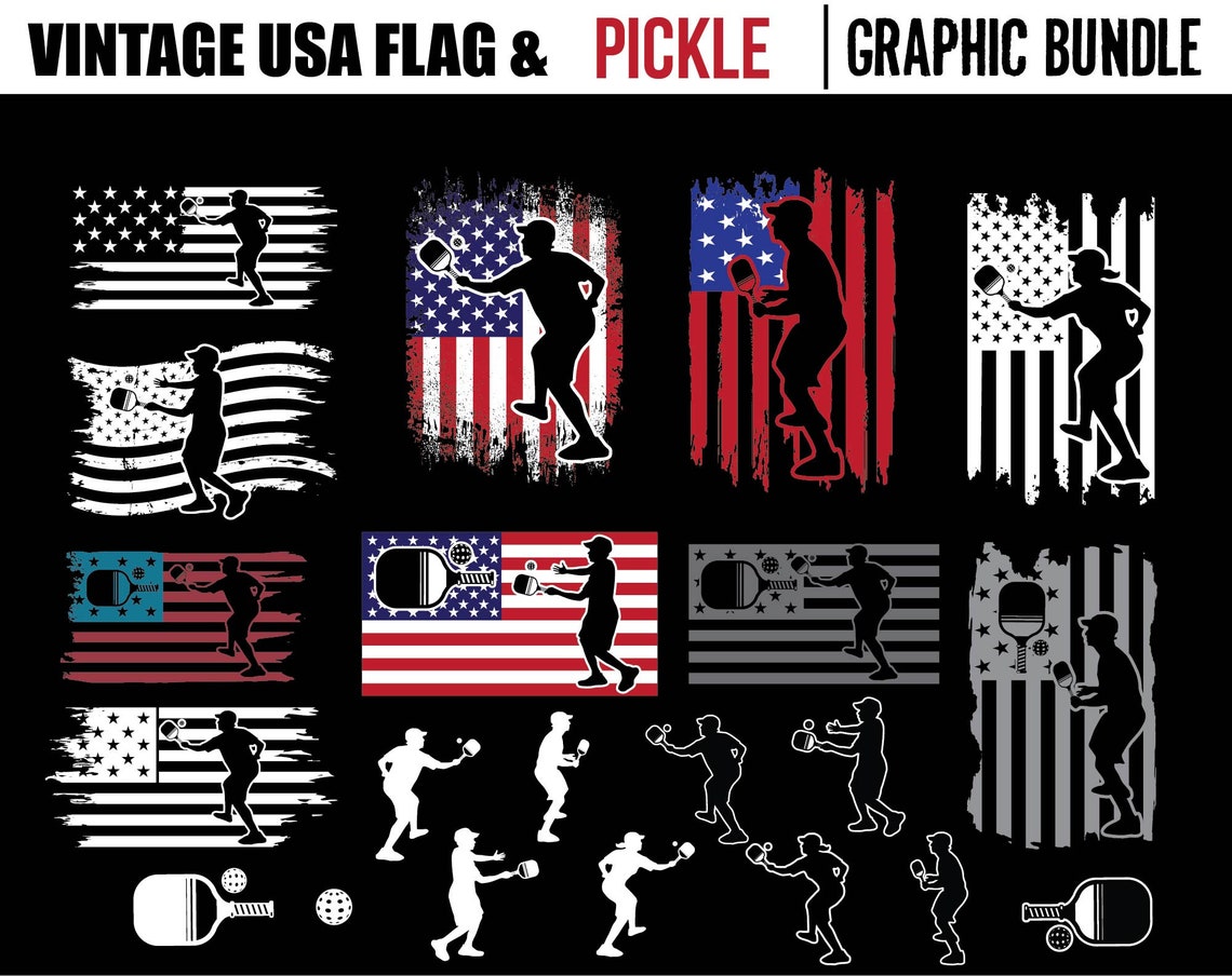 Pickleball Svg Files PICKLE GRAPHIC FLAG Bundle Art - Etsy