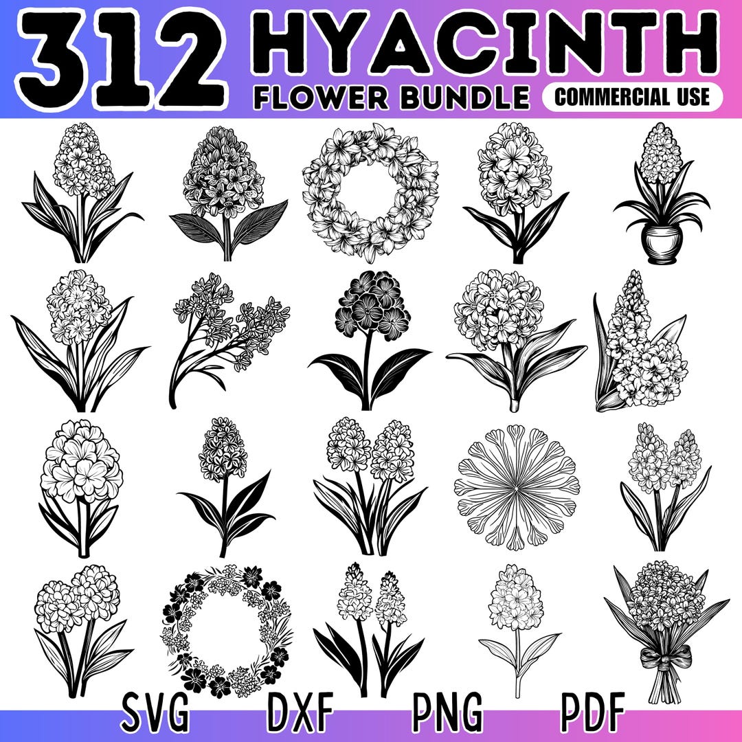 Hyacinth Flower SVG Bundle | Floral Cut Files for Cricut | Spring ...