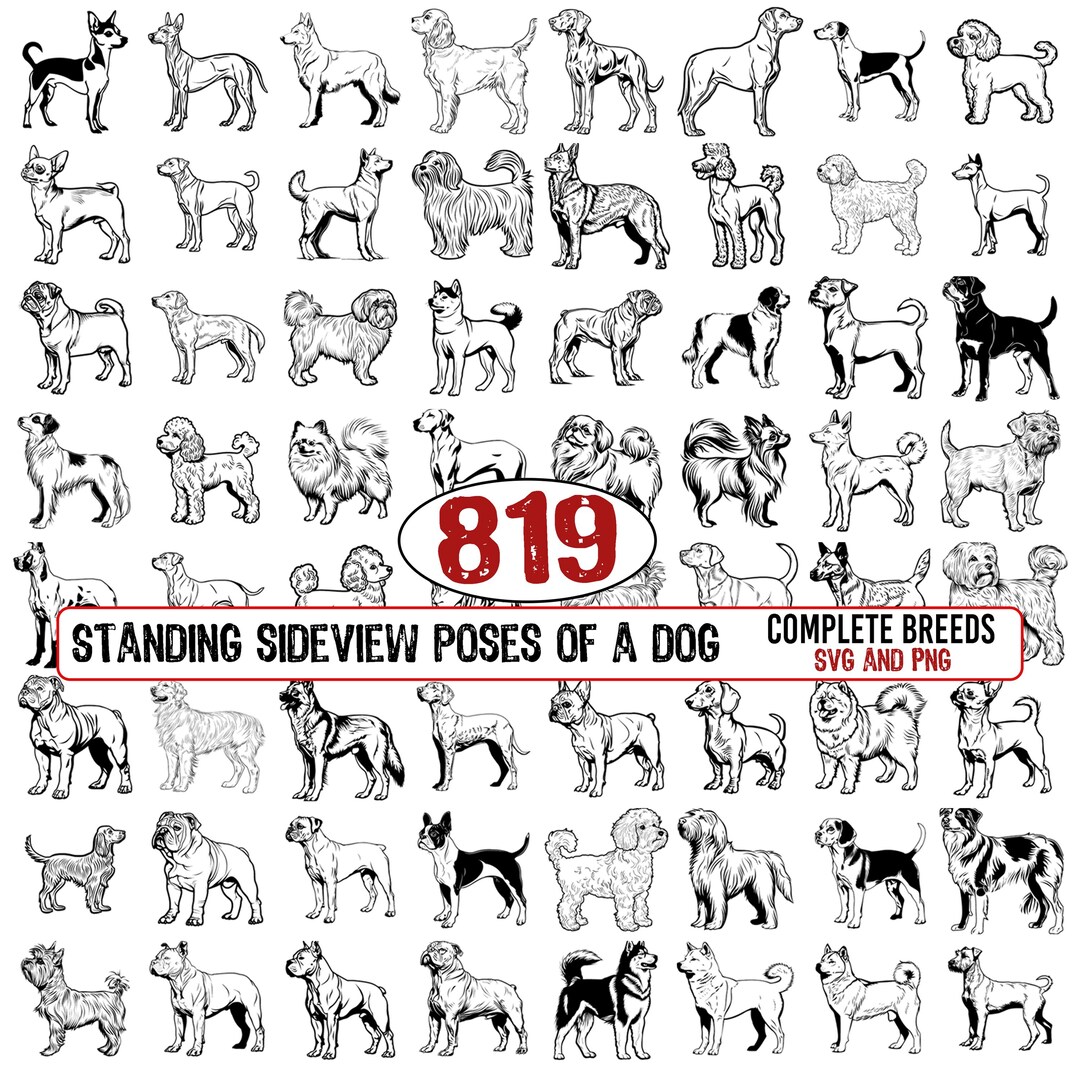 Laser Cut Files Standing Sideview Poses of a Dog Complete Breeds Svg ...