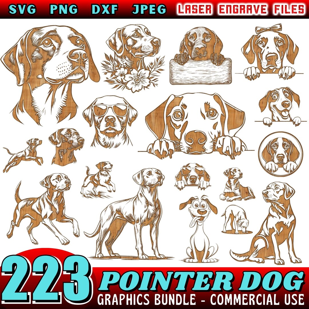 Pointer Dog Engraving Files | DXF Dog Silhouette Pack | Pointer SVG ...