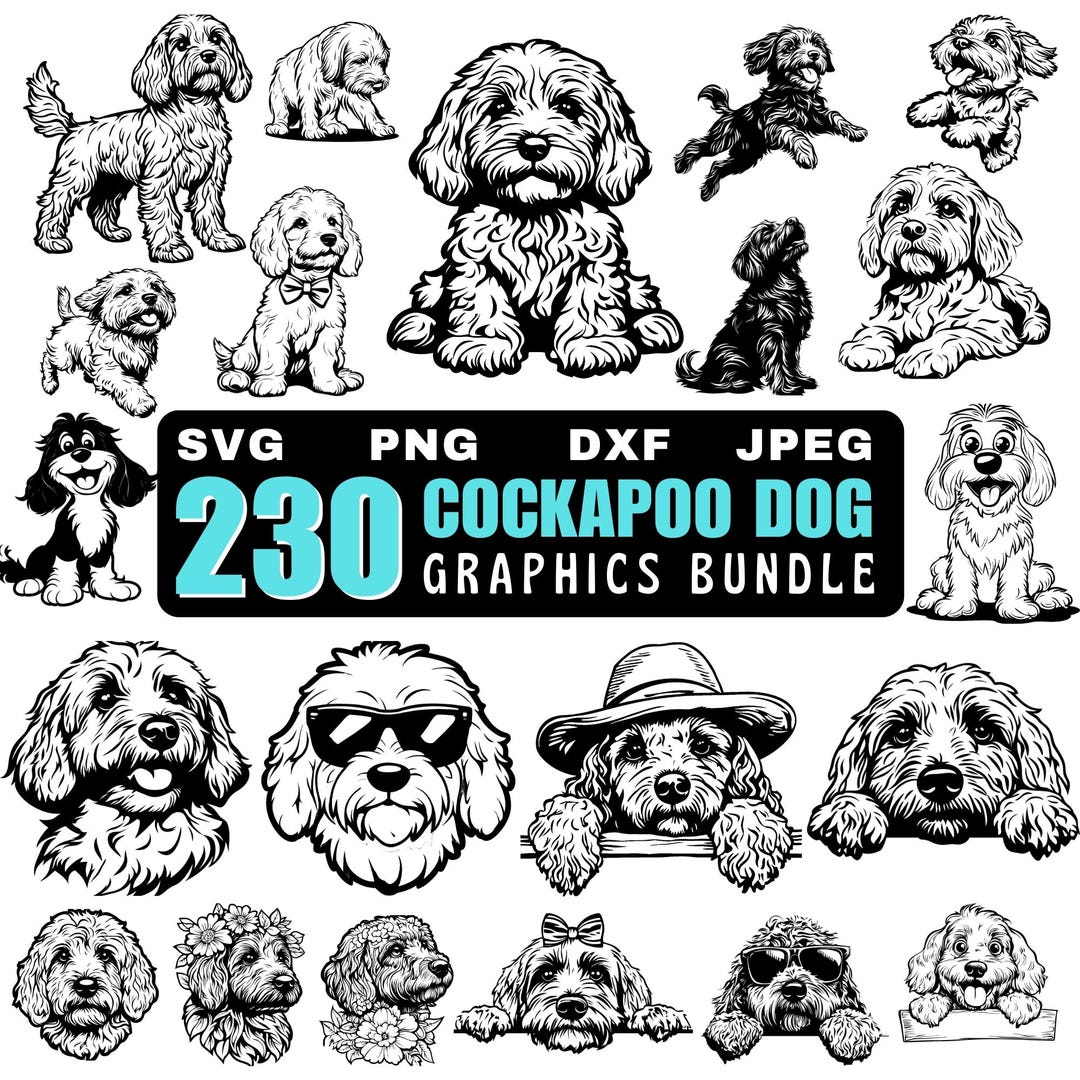Cockapoo Dog SVG Bundle for Cricut Silhouette - Dog Cut Files for ...