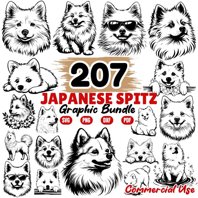 Japanese Spitz Dog Bundle SVG | DXF Bundle for Cricut | Spitz ...