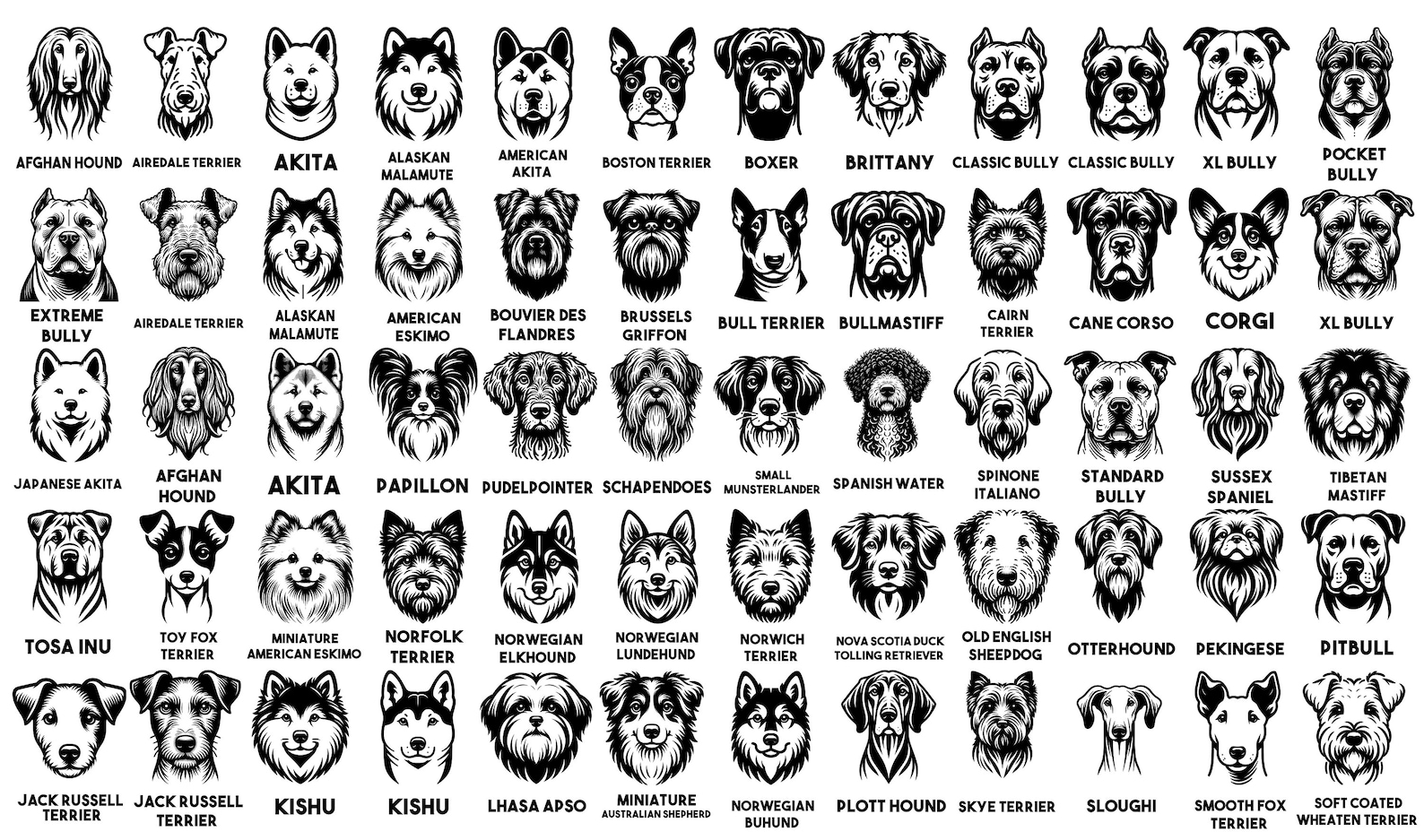 CNC Plasma Cut Files Png Svg Dxf Files for Plasma Cutting Dog Heads ...