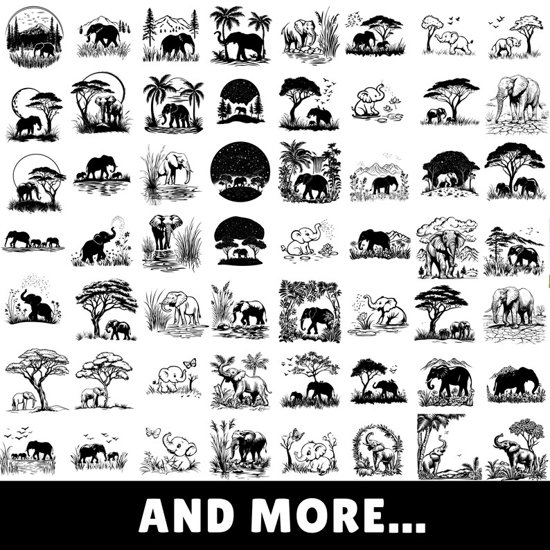 Elephant Scene SVG Bundle | DXF Files for Cricut | Wildlife Elephant ...