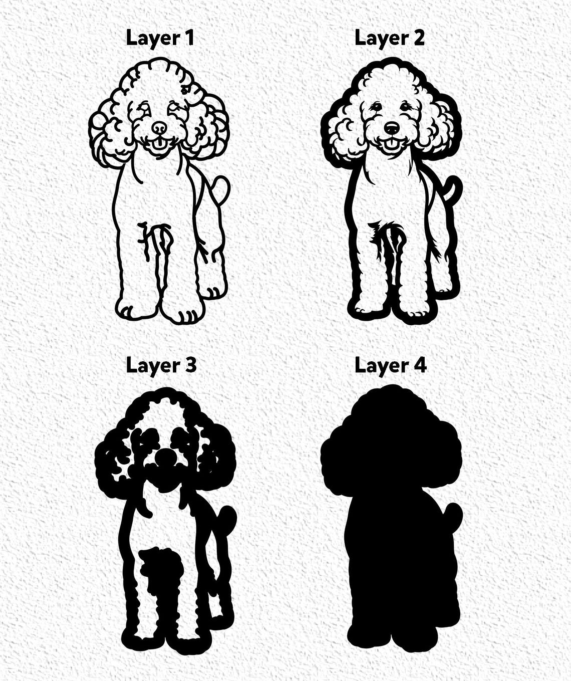 Multi Layer Laser Cut Files Bundle Dxf Svg Pdf and Eps - Standing Dogs ...