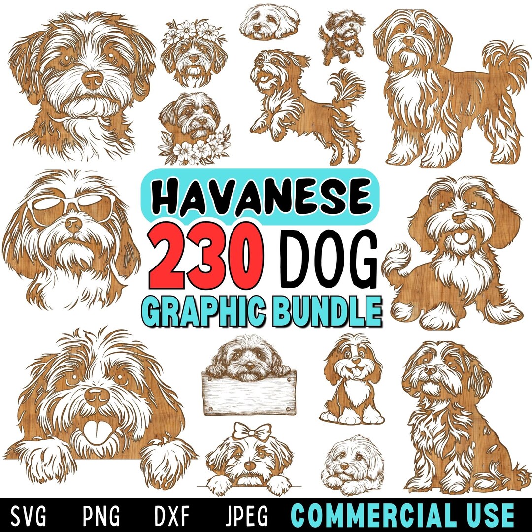 Laser Cut Files Havanese Dog SVG DXF PNG Jpeg Bundle - Instant Digital ...