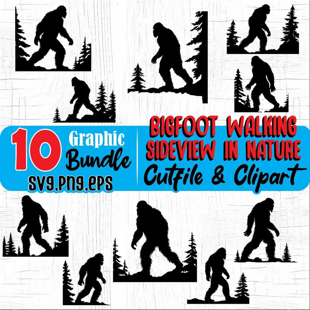 Bigfoot Svg Files - Bigfoot Walking Sideview in Nature SVG Graphic ...