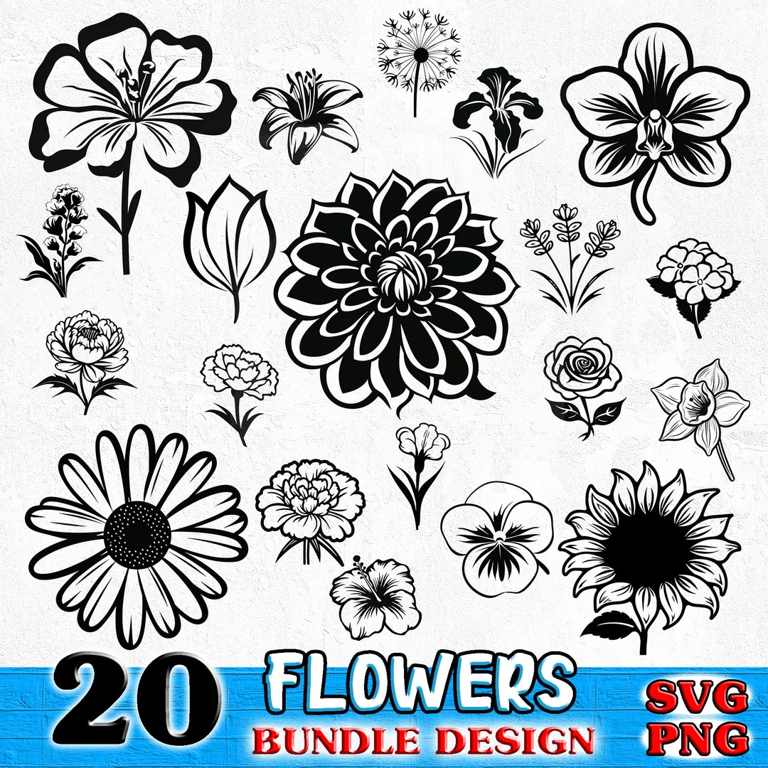 All Flowers Bundle SVG, PNG Instant Digital Downloads - Etsy