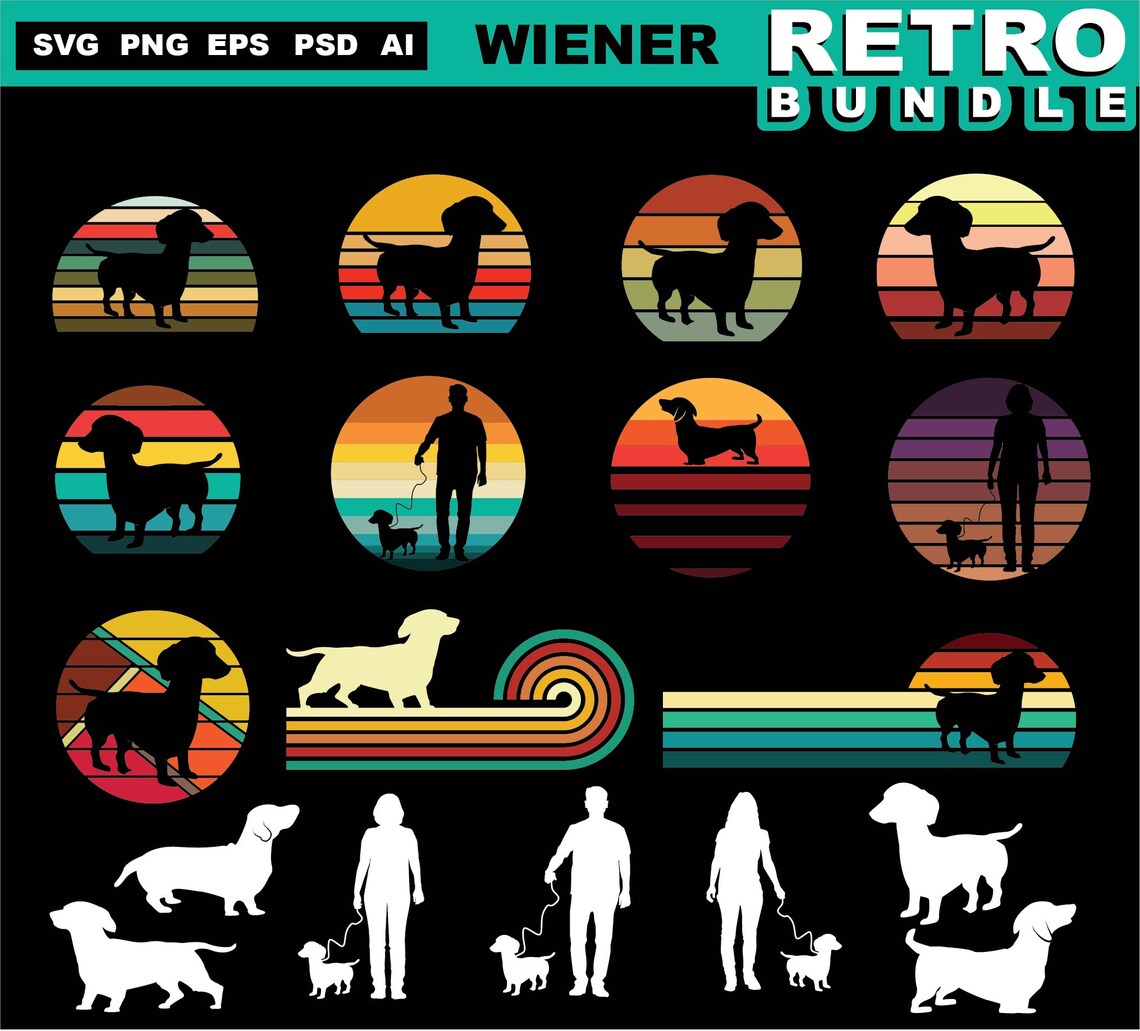 Dachshund Svg Files Wiener Dog Lover Svg RETRO Graphic - Etsy