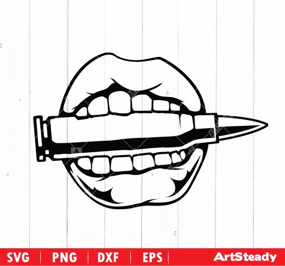 Lips Svg Files Mouth Or Lips Biting Bullet Cool Drawing Etsy Uk