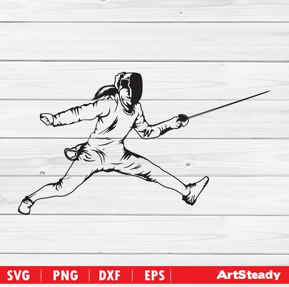 Fencing Svg Files Female Vector Graphics Fencer Player - Etsy