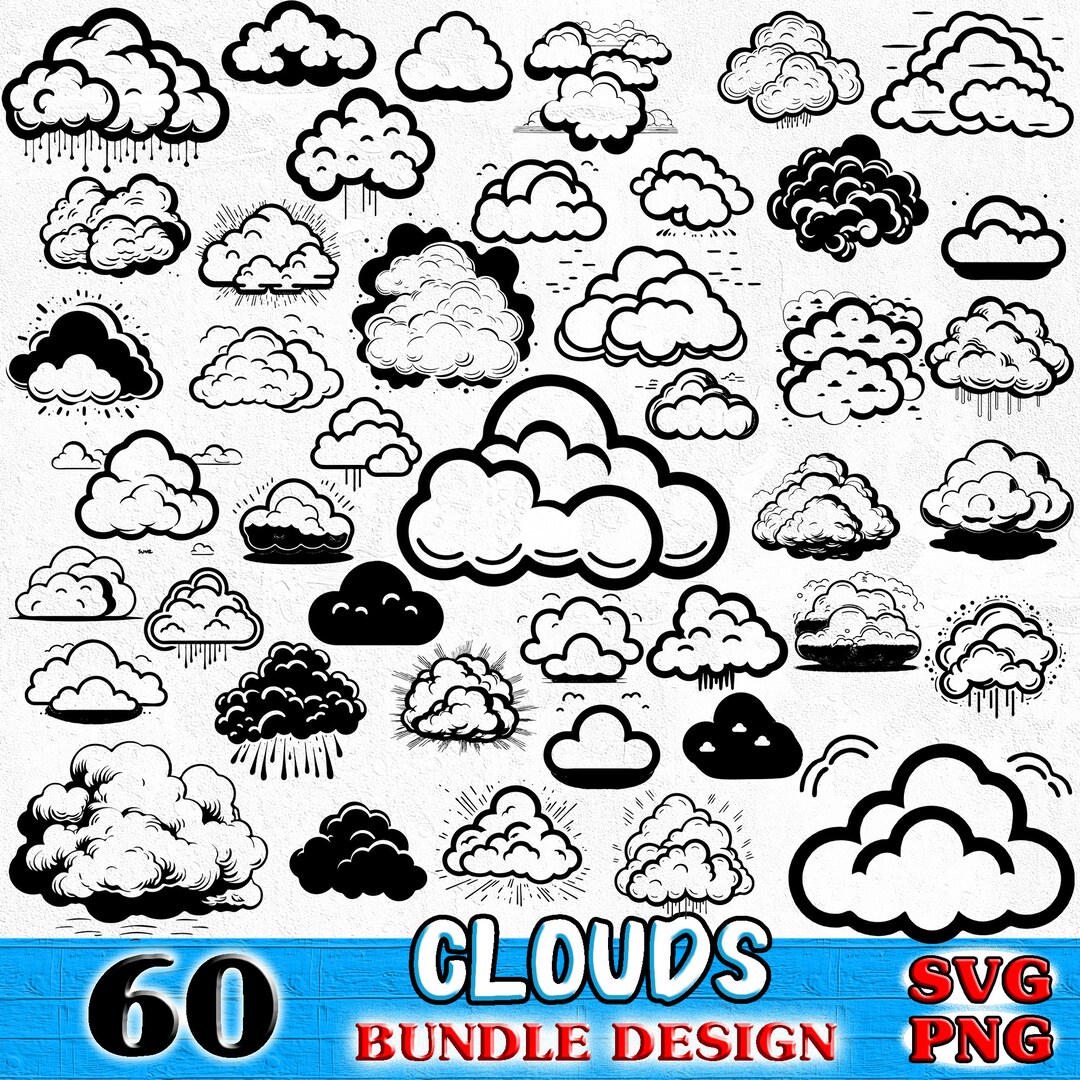 Clouds Bundle SVG, PNG Instant Digital Downloads - Etsy