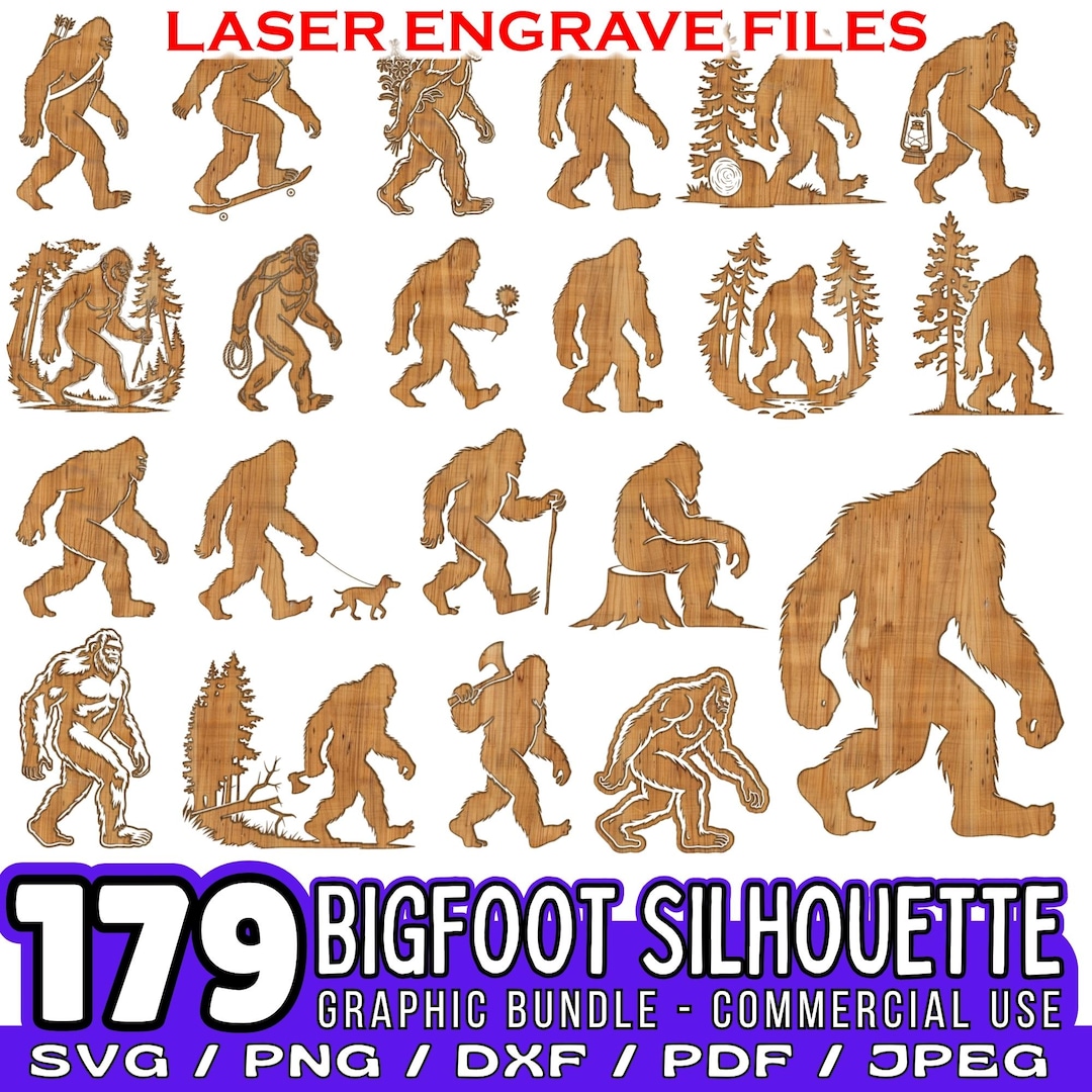 Bigfoot Silhouette Engraving Files Sasquatch Laser Engrave Designs Yeti ...
