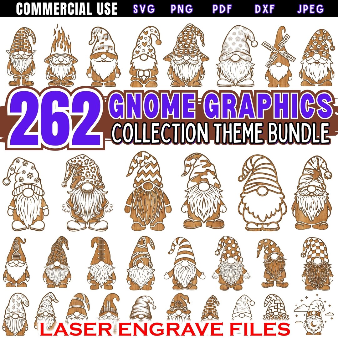 Gnome Engraving DXF Bundle | Gnome Graphics for Laser Engraving | CNC ...