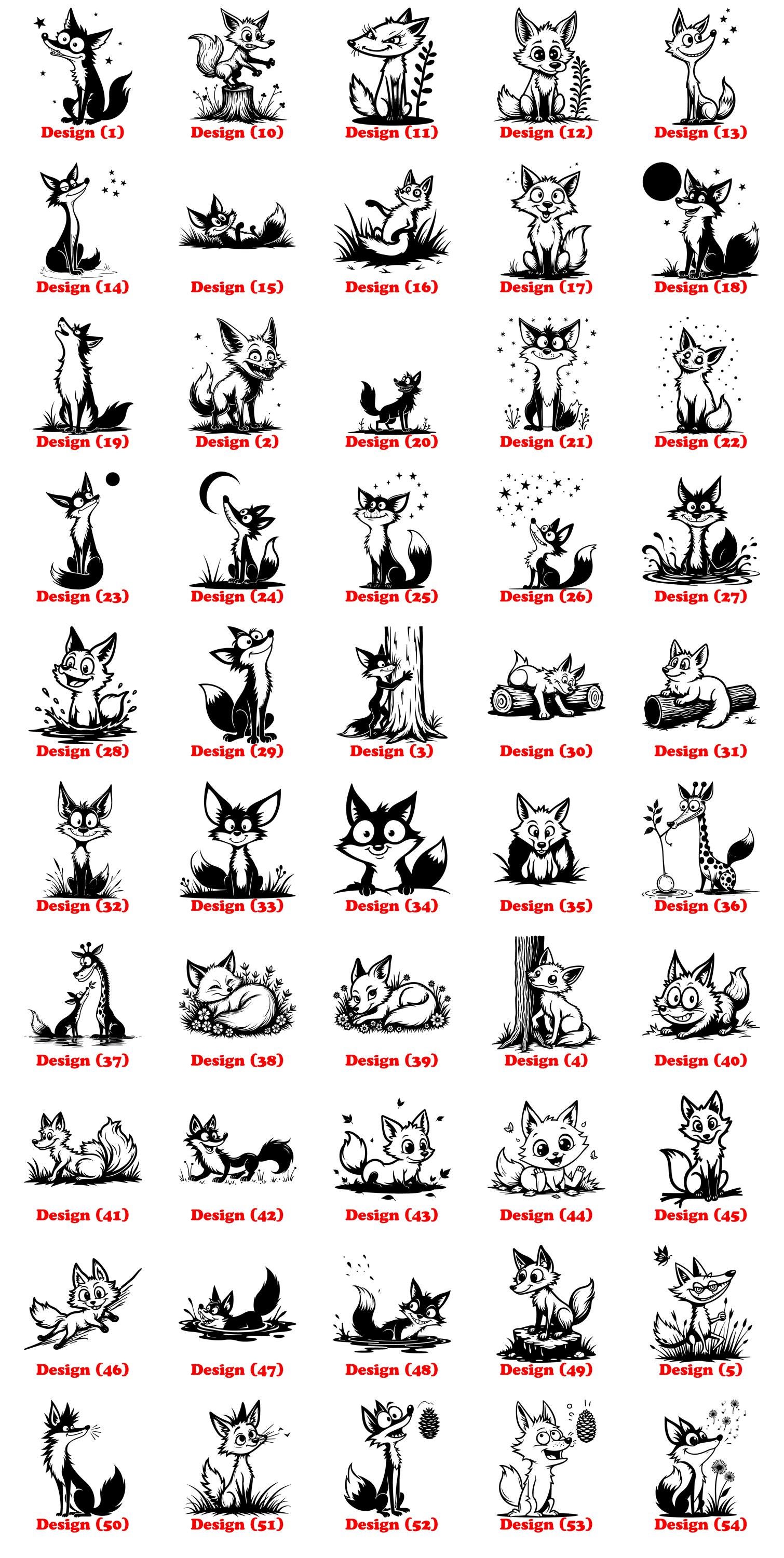 Goofy Big Eyes Fox Svg Png Pdf & Dxf Bundle – Funny Cartoon Fox Faces ...