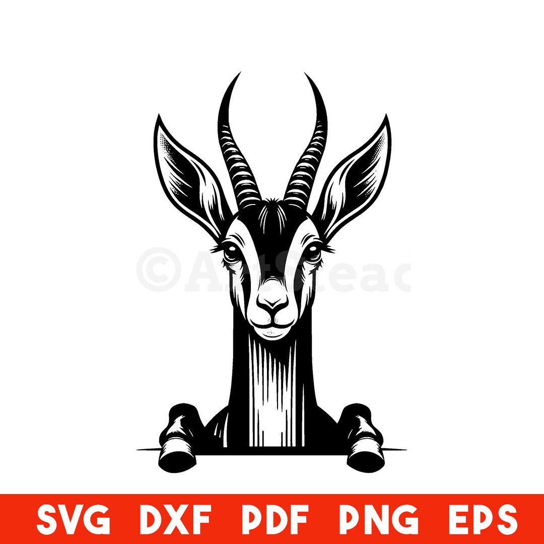 Safari Animals Svg , Dxf, Png, Eps Grant's Gazelle Peeking Pose Instant ...