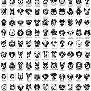 289 Breeds Dog Heads Stencil Art Style Cut File SVG & PNG Bundle ...