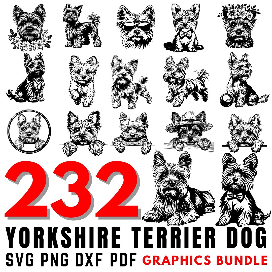 Yorkshire Terrier Svg Dxf Png Jpeg Bundle Instant Digital Downloads ...
