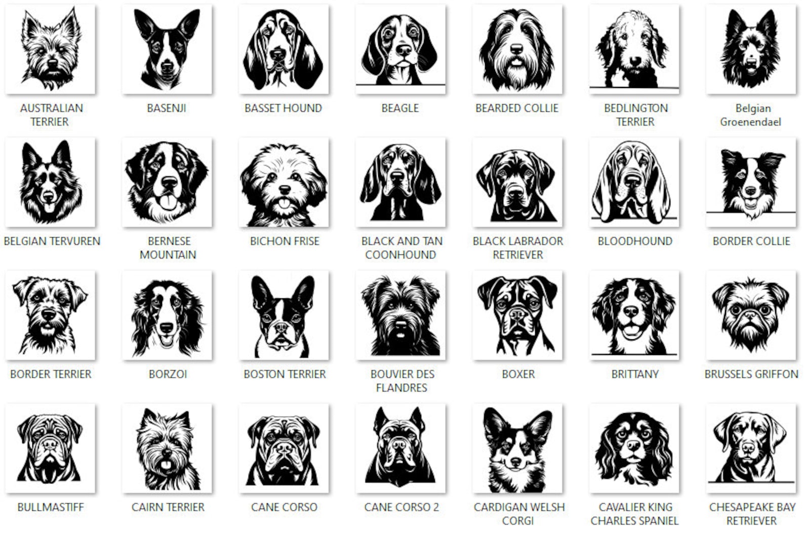 CNC Plasma Files Cute Complete DOGS Breed Face Bundle Cut Files Png Svg ...