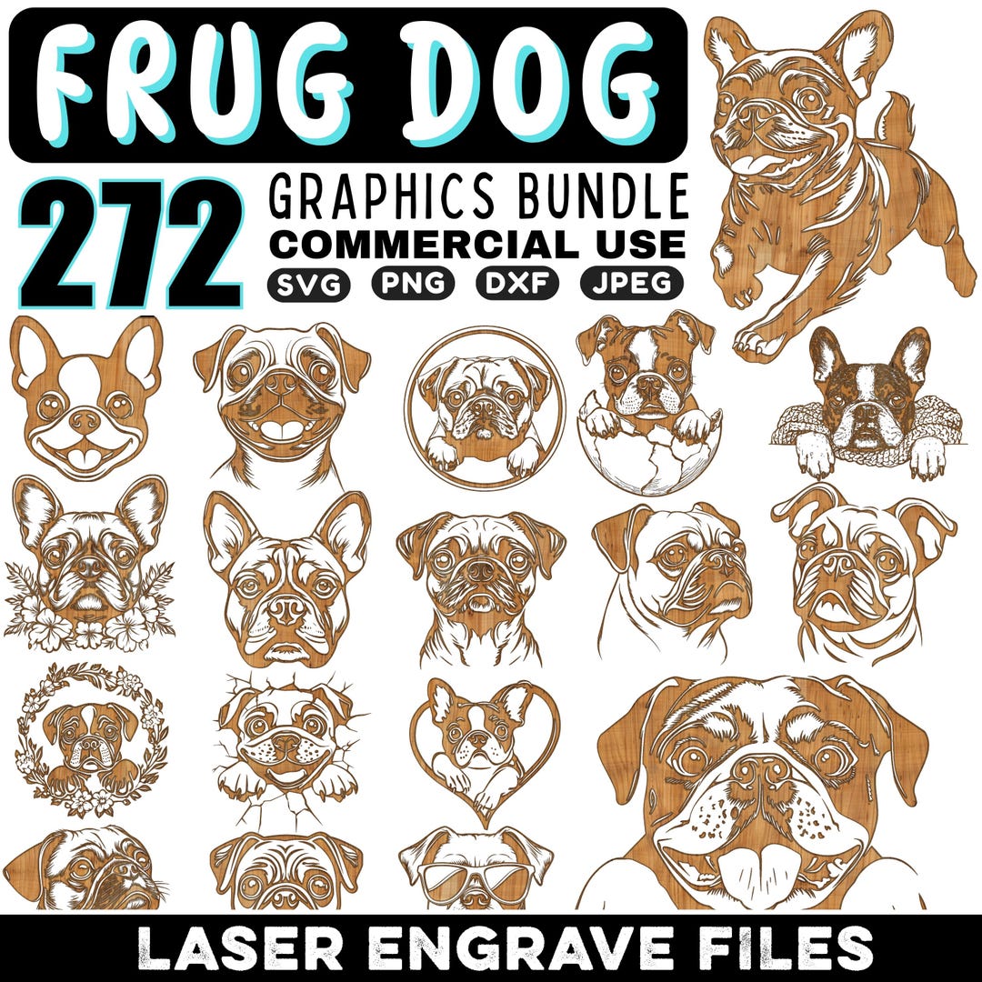 Frug Dog SVG | DXF Files | Laser Engraving | Commercial Use - Etsy