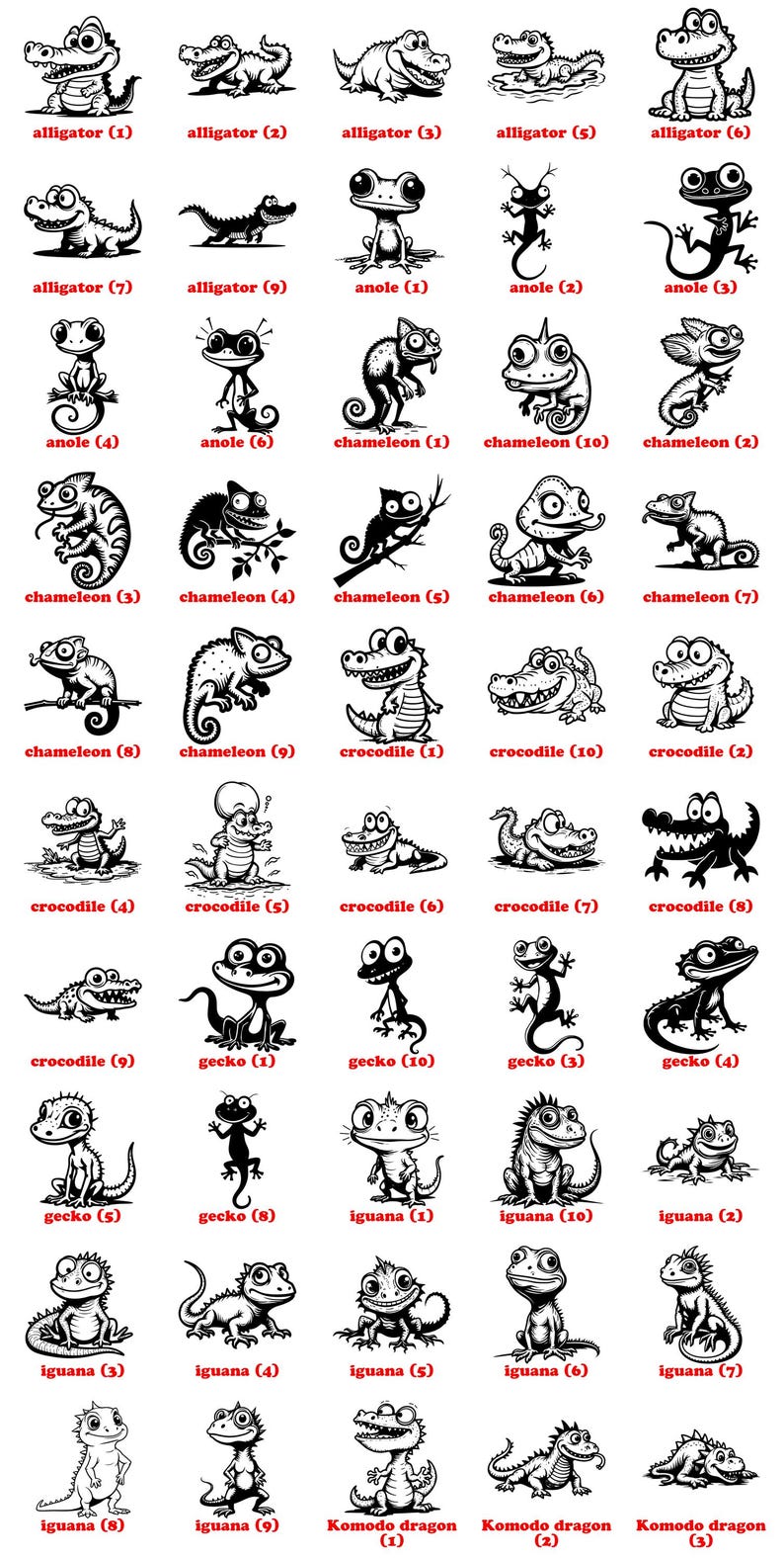 Laser Engrave Files Ugly Goofy Big Eyes Reptiles Svg Png Pdf & Dxf ...