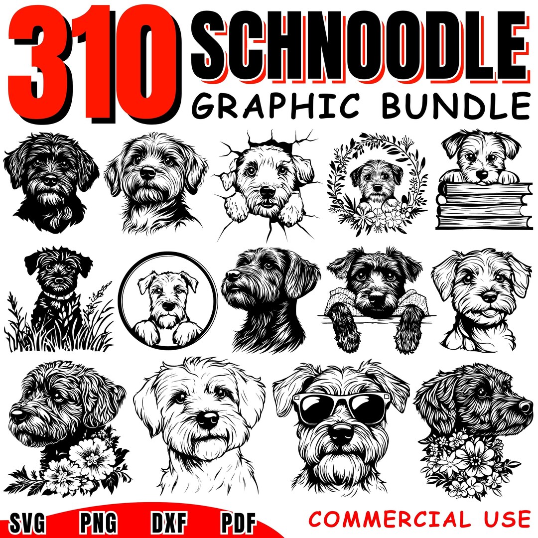 Schnoodle Dog Svg Png Pdf & Dxf Bundle Schnauzer Poodle Mix Clipart for ...