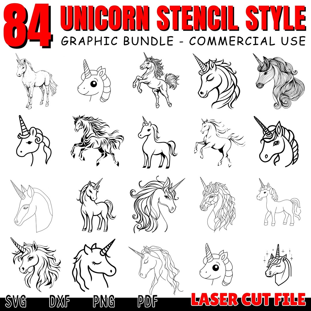 Unicorn Laser Cut Files | Unicorn SVG and DXF Bundle | Magical Unicorn ...