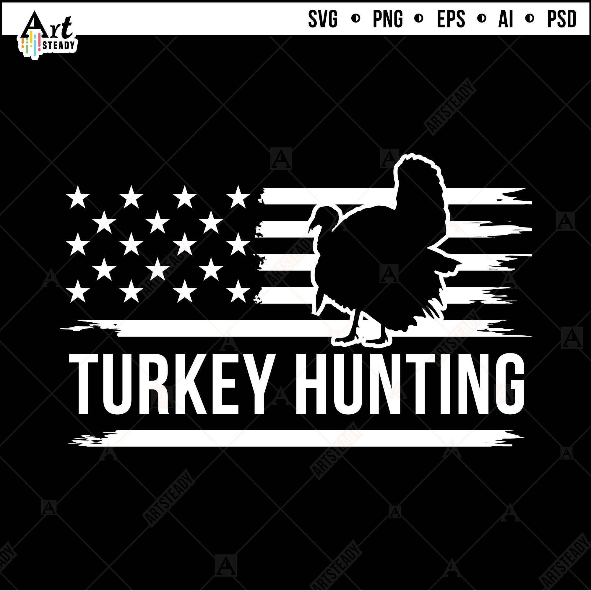 Turkey Hunting Svg Files Vintage Graphic USA America Flag | Etsy