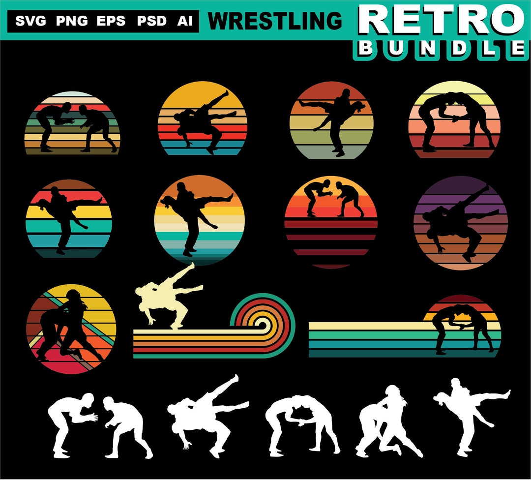 Wrestling Svg Files Wrestlers Svg or MMA Svg Graphic Arts Retro Graphic ...