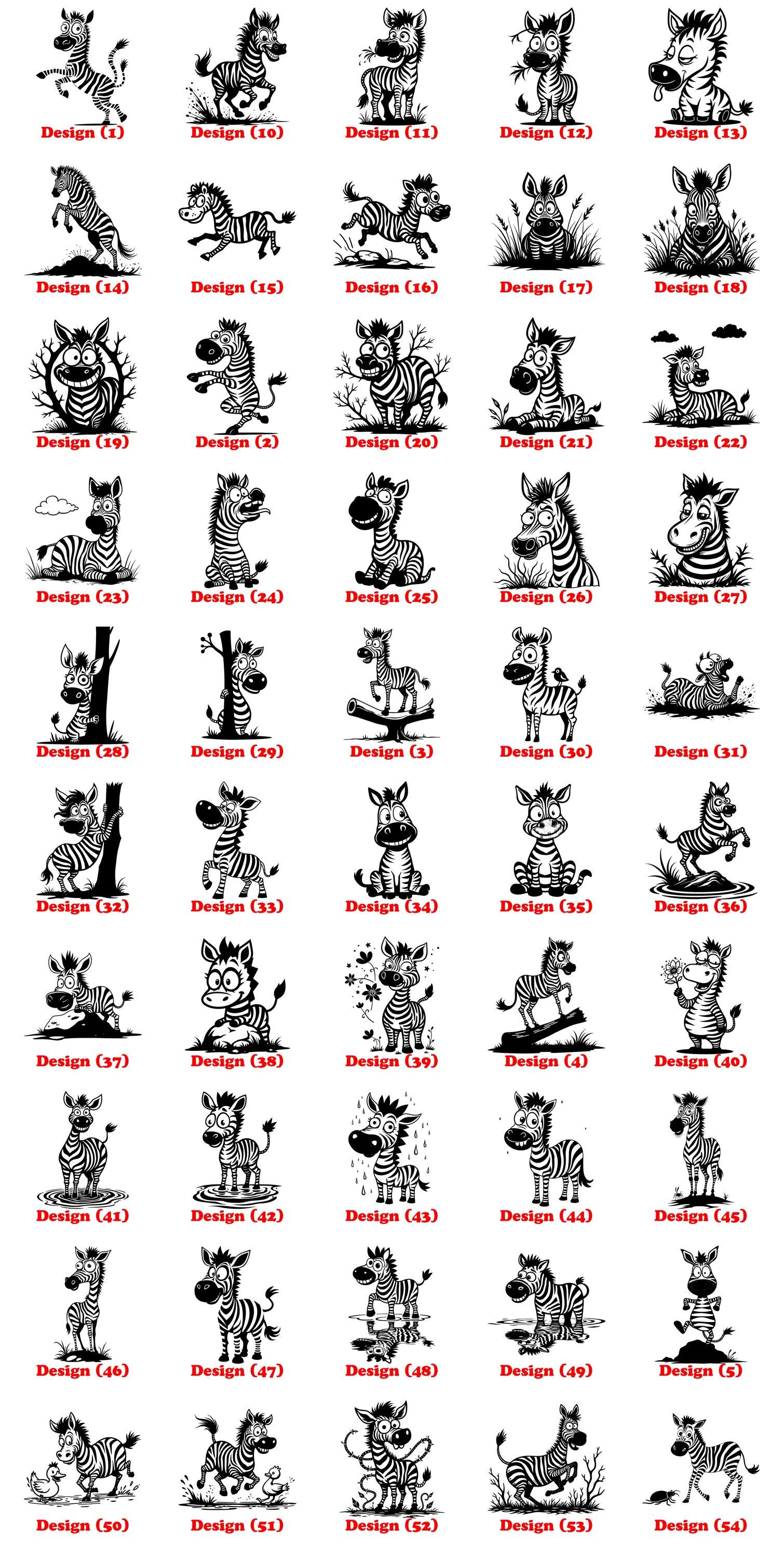 Goofy Big Eyes Zebras Svg Png Pdf & Dxf Bundle With Funny Cartoon Zebra ...