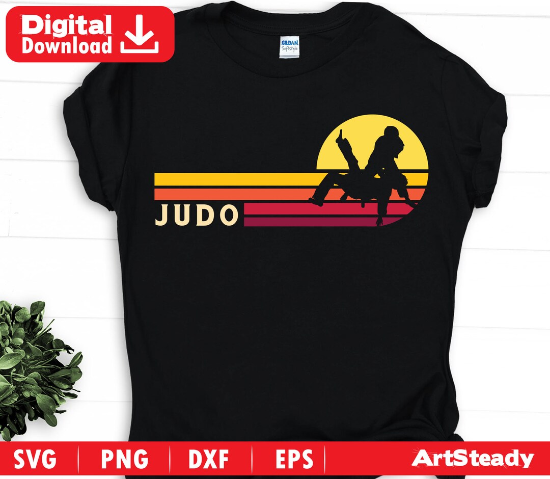 Judo Svg Files Retro Sunset Artistic Art Work Judoka Martial - Etsy