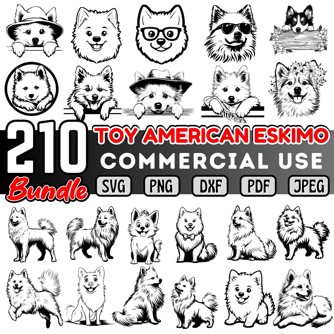 Toy Eskimo Dog SVG Bundle | DXF Dog Files for Cricut | Toy Dog ...