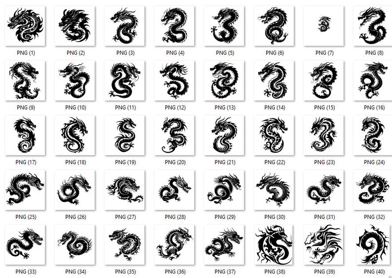 Chinese Dragon Svg Dxf Pdf Png Jpeg Bundle | Asian Mythical Creature ...