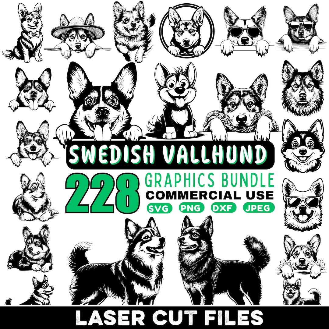 Swedish Vallhund SVG Bundle | DXF Files for Laser Cutting | Swedish ...