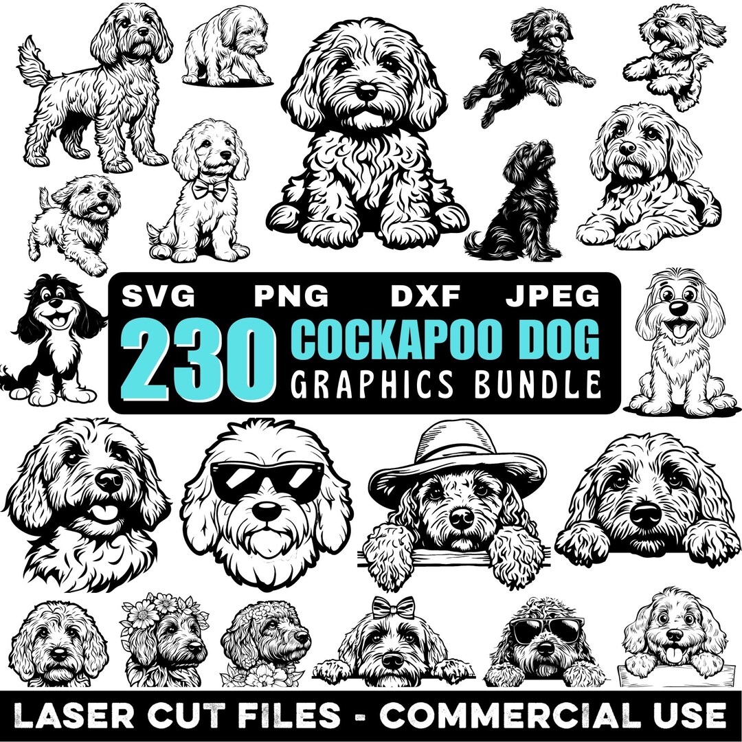 Laser Cut Files Cockapoo Dog SVG Bundle for Cricut Silhouette - Dog Cut ...