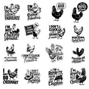Snarky Chicken SARCASTIC Graphic Files Design Bundle Svg Dxf Png Pdf ...