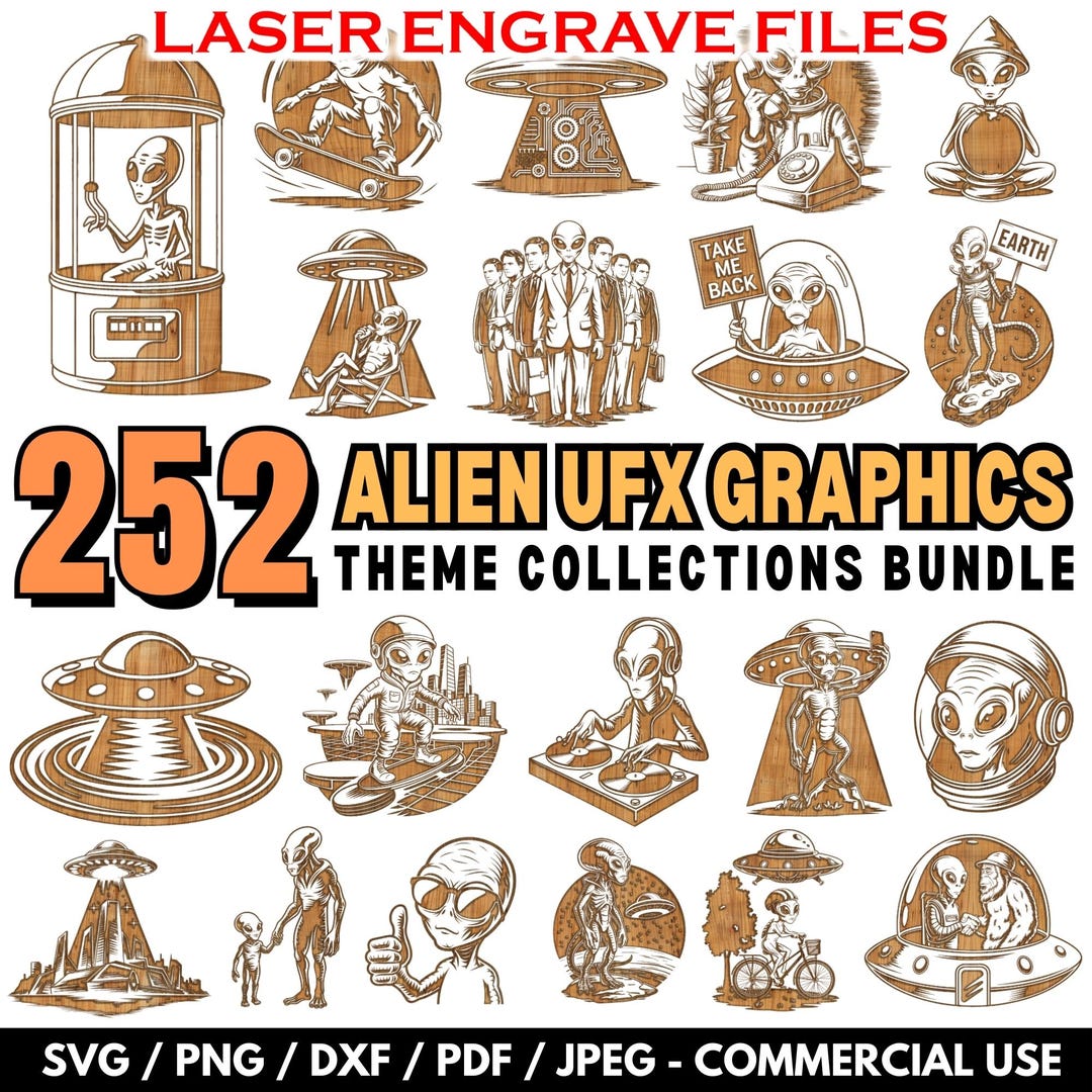 Alien UFO Engraving Bundle | Extraterrestrial Etching Designs ...