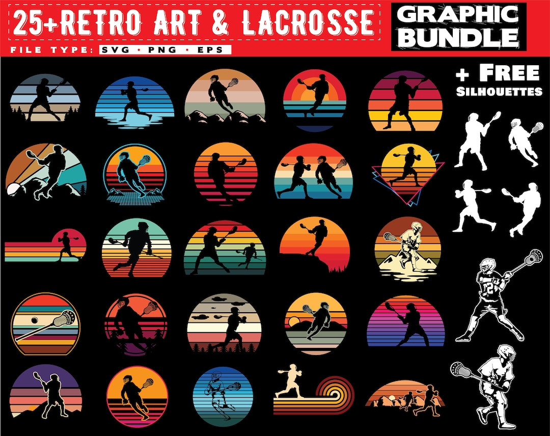 Lacrosse Svg Png Jpeg Bundle Retro Sunset Vintage Lax Sports Graphic ...