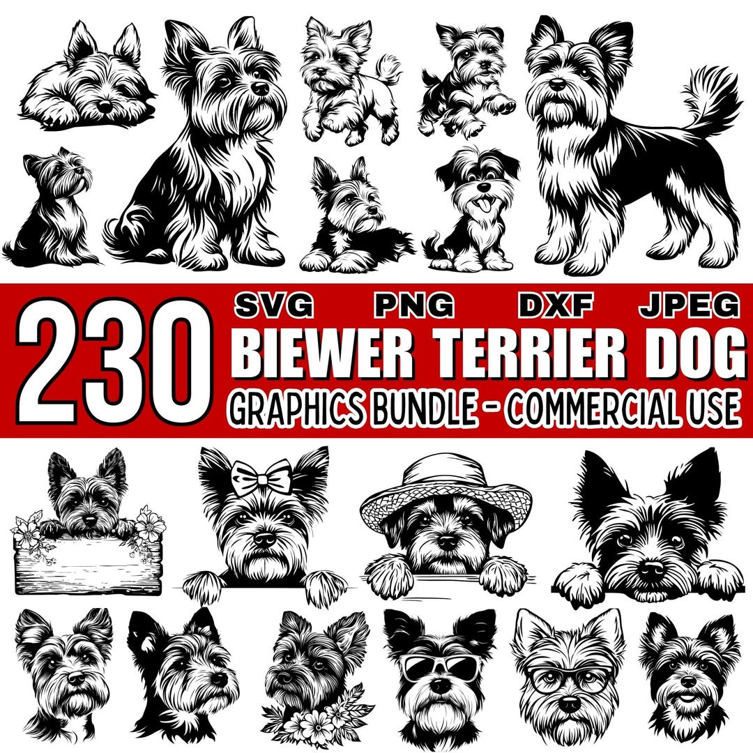 Biewer Terrier Dog Svg Dxf Png Jpeg Bundle Instant Digital Downloads ...