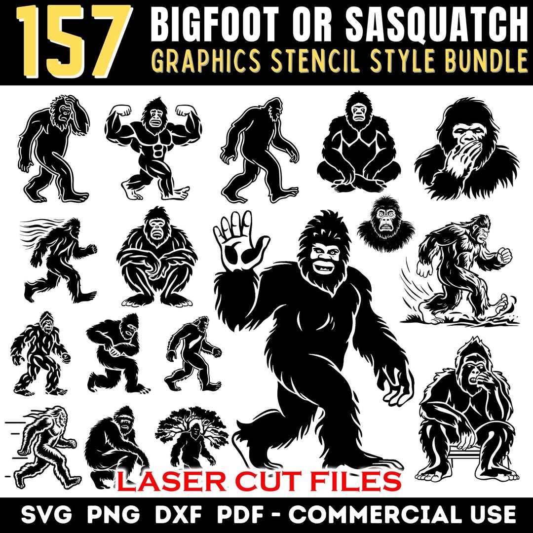 Bigfoot Sasquatch Laser Cut Files | Stencil Style SVG DXF Bundle ...