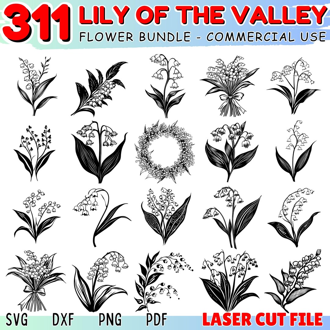 Lily of the Valley Laser Cut Files SVG DXF Bundle | Floral Pattern ...