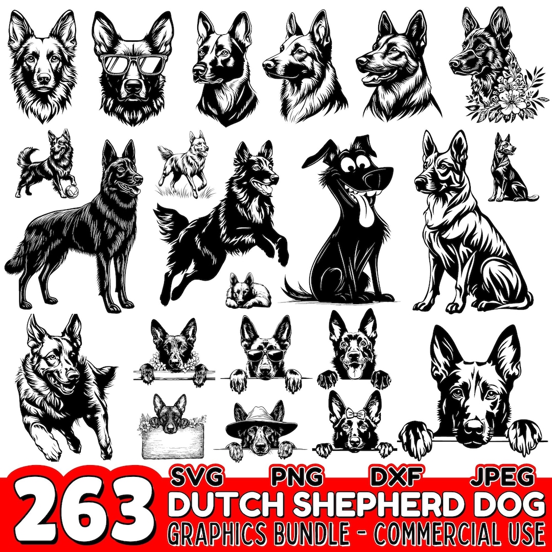 Dutch Shepherd Dog Svg Dxf Png Jpeg Bundle Instant Digital Downloads ...
