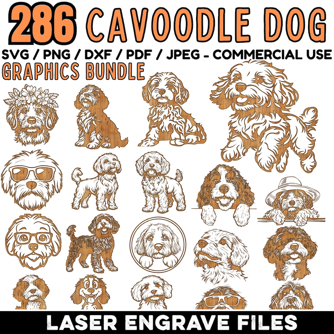Cavoodle Dog Engraving Files | Cavapoo Laser Engraving Patterns ...