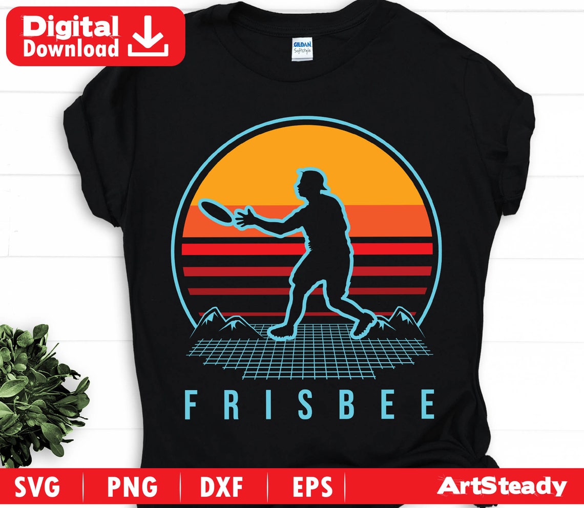 Frisbee Svg Files Retro Sunset Aesthetic Graphic Drawing - Etsy
