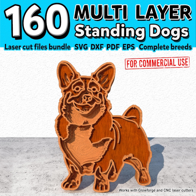 Multi Layer Laser Cut Files Bundle Dxf Svg Pdf and Eps - Standing Dogs ...