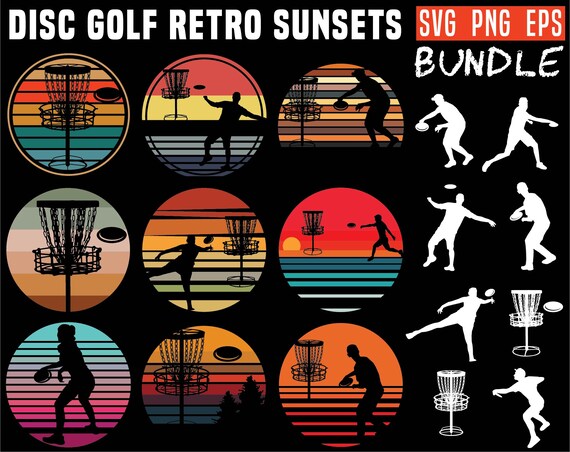 Disc Golf Svg File Art Retro Sunset Graphic Bundle Old Art - Etsy