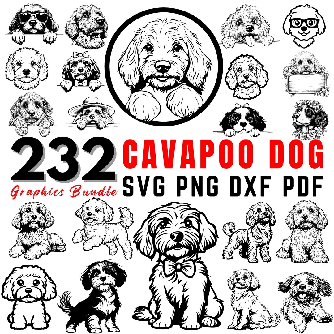 Cavapoo Dog Svg Dxf Png Jpeg Bundle Instant Digital Downloads ...