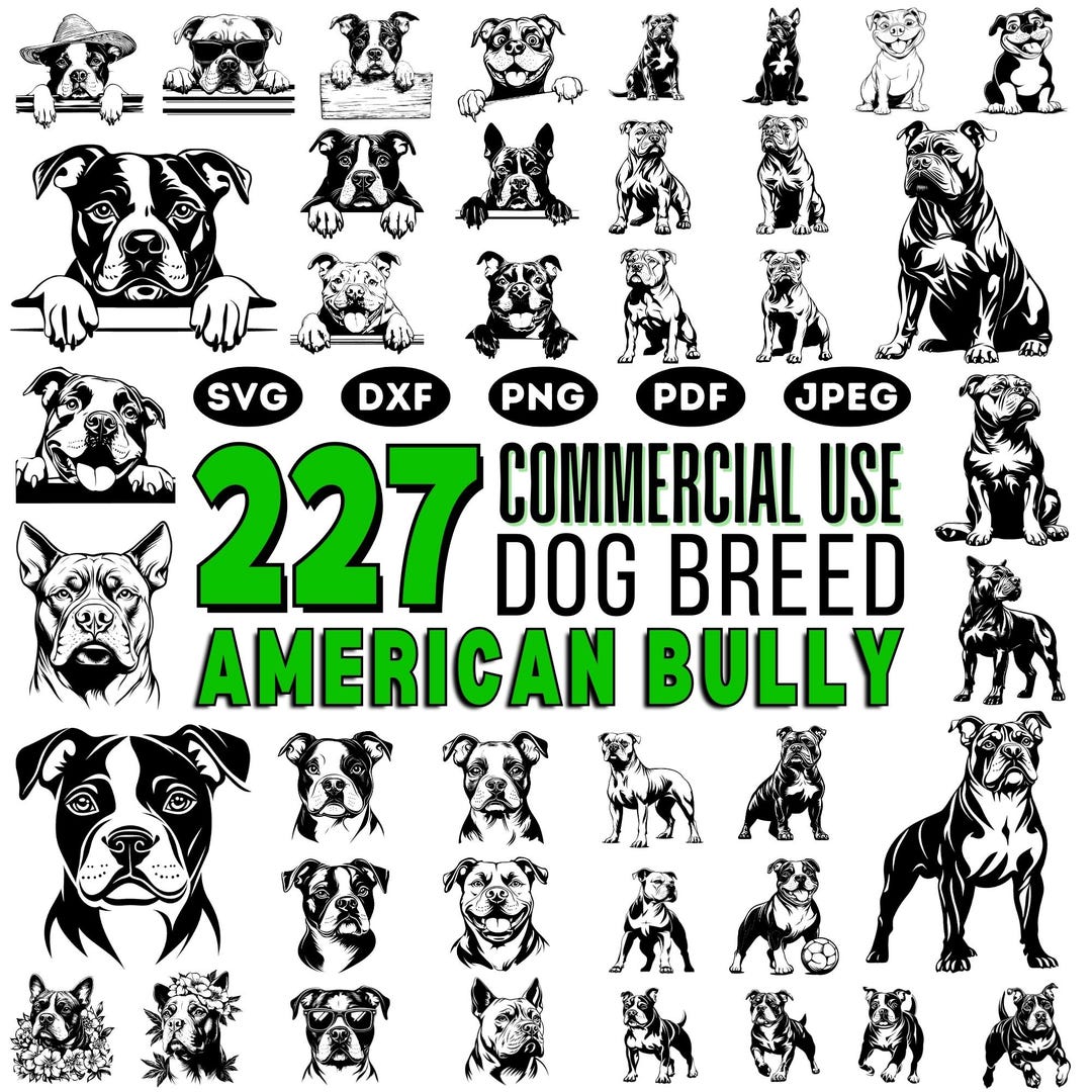 American Bully Dog Svg Dxf Png Pdf Jpeg Bundle Instant Digital ...