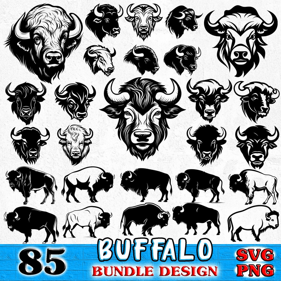 Buffalo Animals, Bundle SVG, PNG Instant Digital Downloads - Etsy